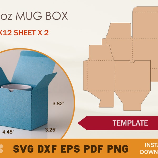 Mug Box Template - Etsy