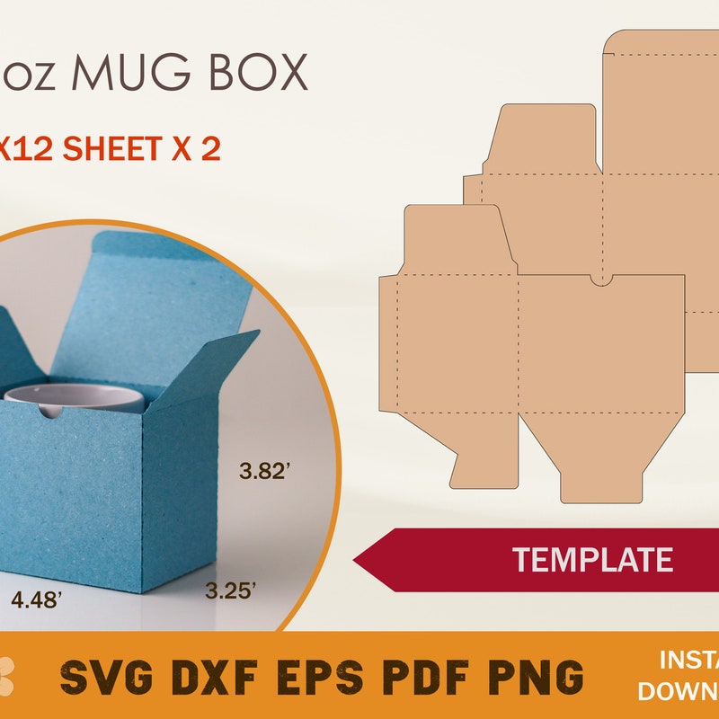 Mug Box Template - Etsy