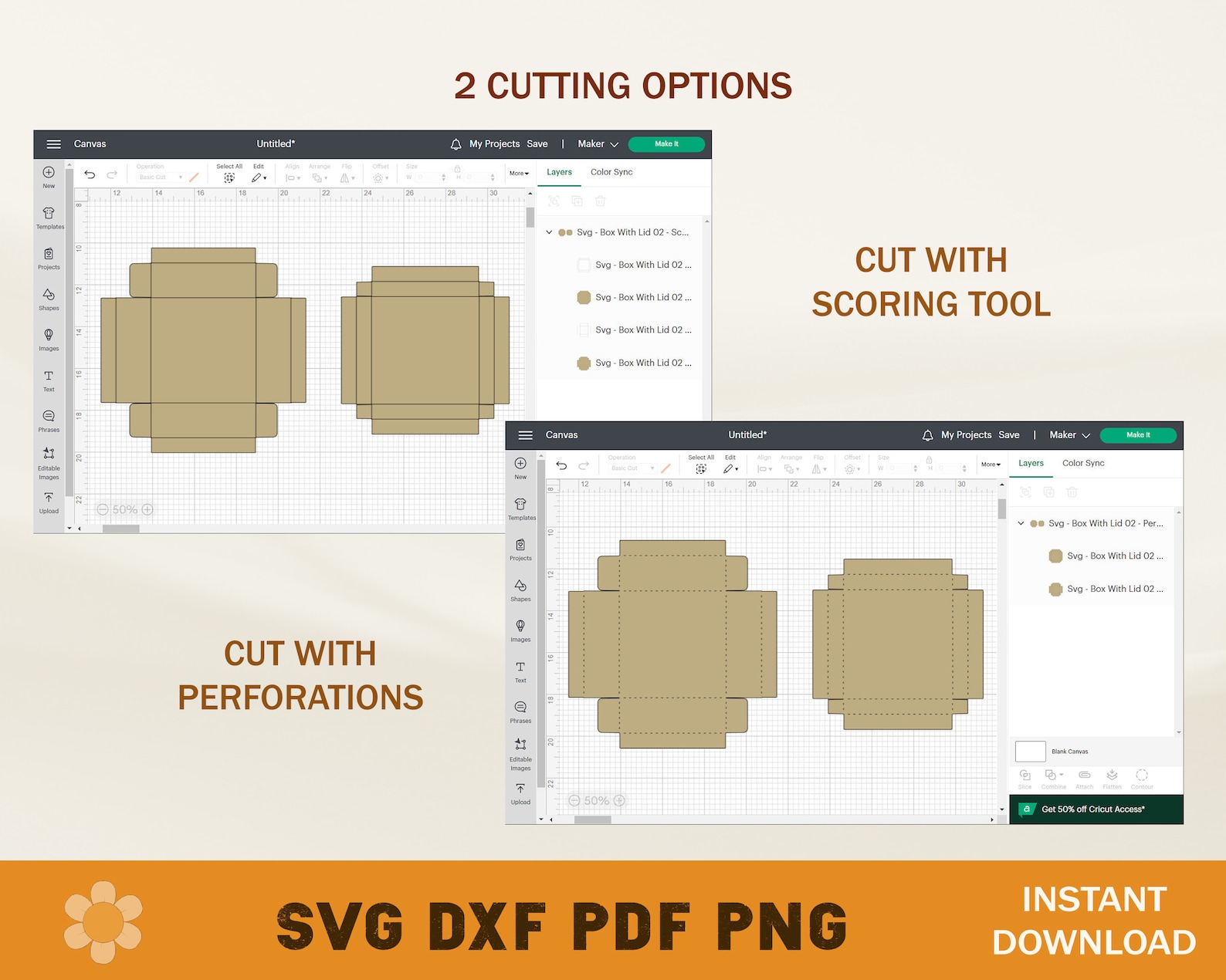 Box With Lid SVG Template Square Box Template Cricut Cut - Etsy