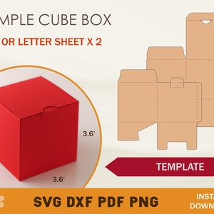Cube Box SVG Template Square Box Template Gift Box Cricut - Etsy Australia