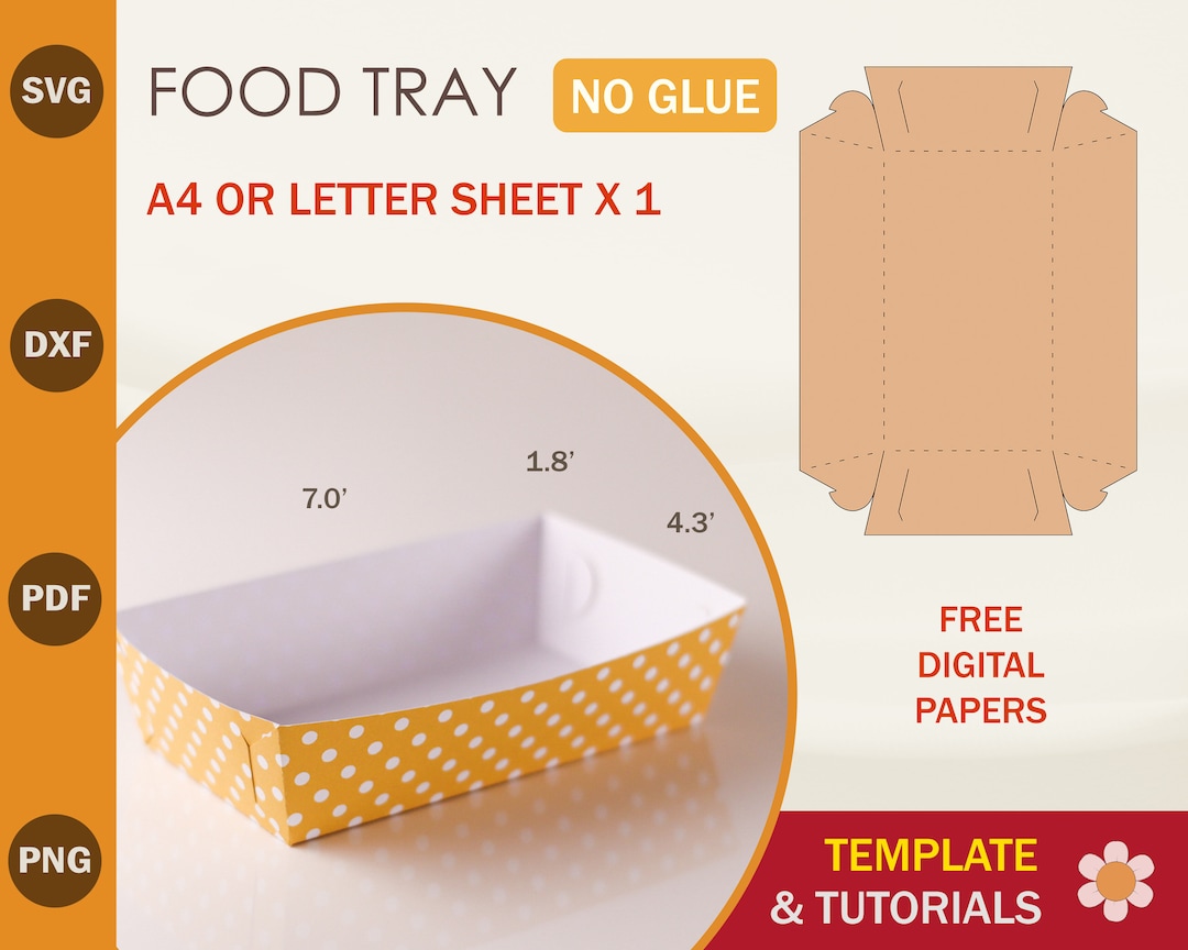 Food Tray Template: SVG, DXF, PDF Cut Files (a4/letter) - Etsy
