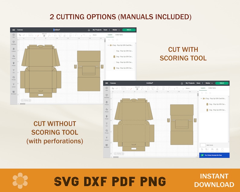 Pop-up Gift Card Box SVG Template (digital Download) - Etsy