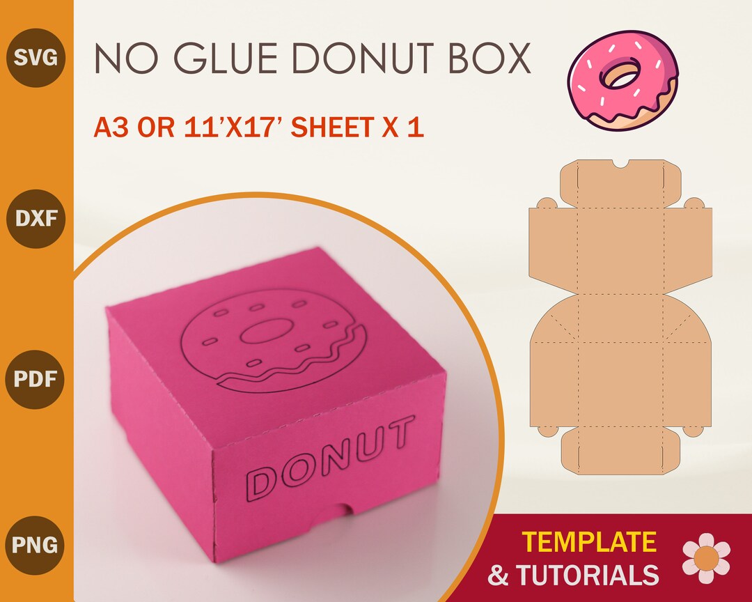 Donut Box SVG Template, Donut Holder Template, Cricut Cut Files ...