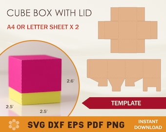 Cube Box SVG, Candle Box, Gift Box With Svg Template, Birthday Favor ...