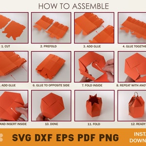 Lantern Favor Box SVG Template Hexagon Box SVG Template - Etsy