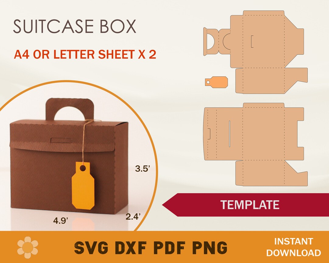 Suitcase Box Template Briefcase Box Template Suitcase Box - Etsy