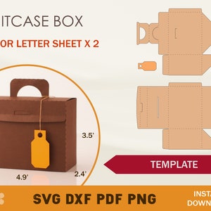 Suitcase Box Template Briefcase Box Template Suitcase Box - Etsy