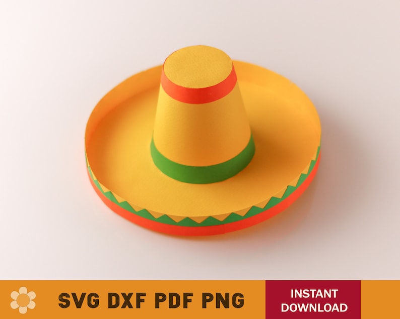 Paper Sombrero Hat SVG Template, Cricut, Silhouette Cut Files - Etsy
