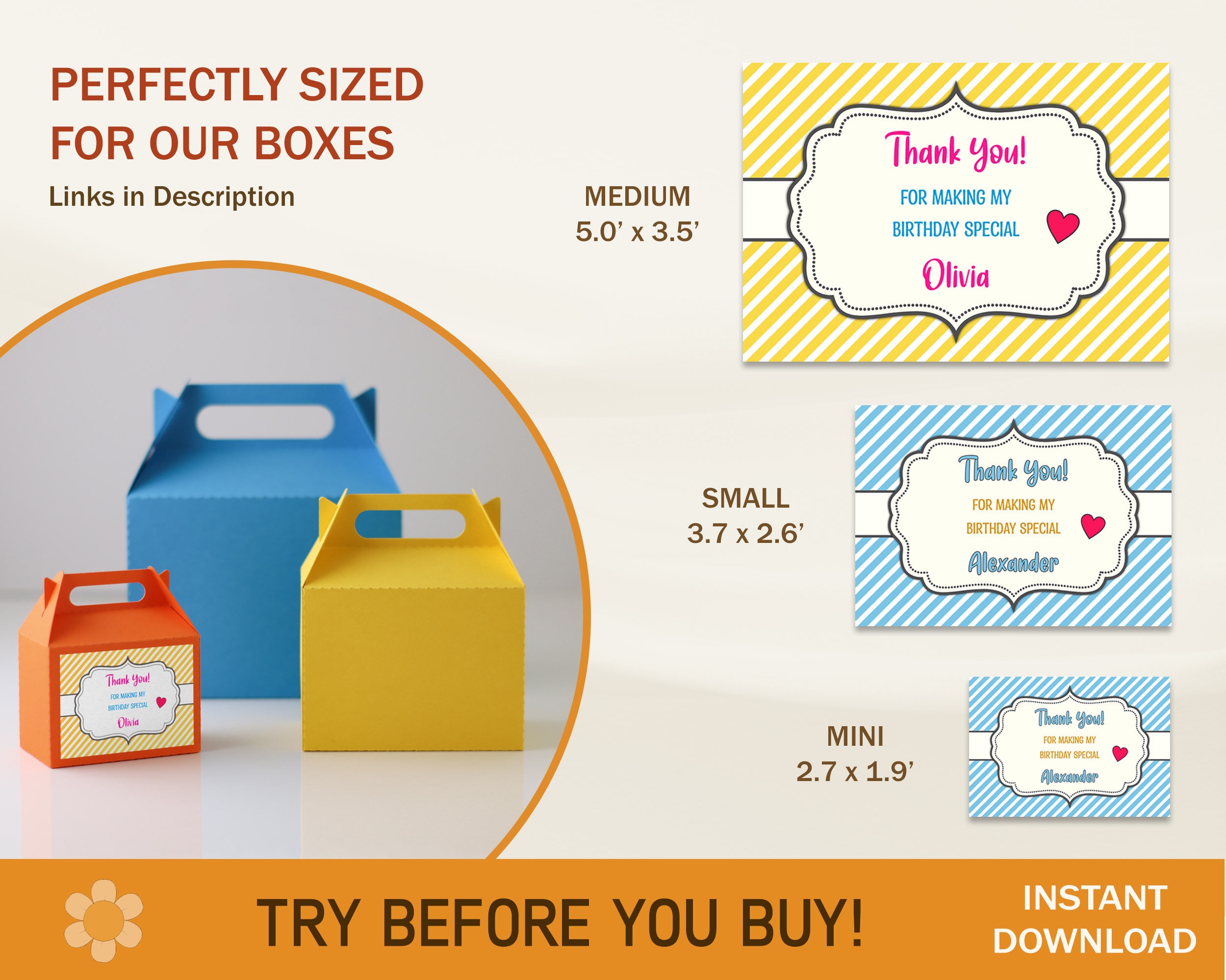 Gable Box Label Template Favor Box Label Template Editable - Etsy