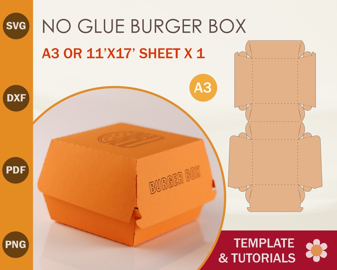 Burger Box SVG Template: No Glue Cheeseburger Design (digital Download ...