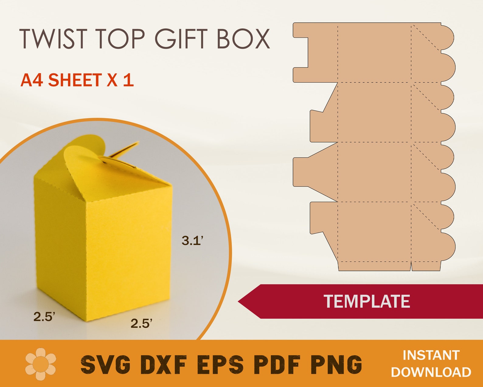 Twist Top Gift Box SVG Gift Box SVG Box SVG Box Template | Etsy