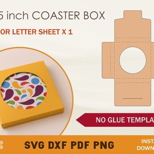 3.5 Inch Coaster Box Template Cup Coaster Box SVG Ornament - Etsy