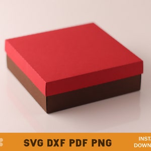 Box With Lid SVG Template, Square Box Template, Cricut Cut Files ...