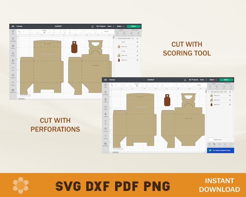 Suitcase Box Template Briefcase Box Template Suitcase Box - Etsy