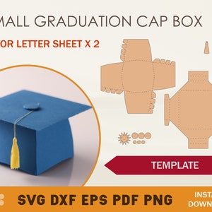 Graduation Cap Box SVG Template Graduation Hat Template - Etsy