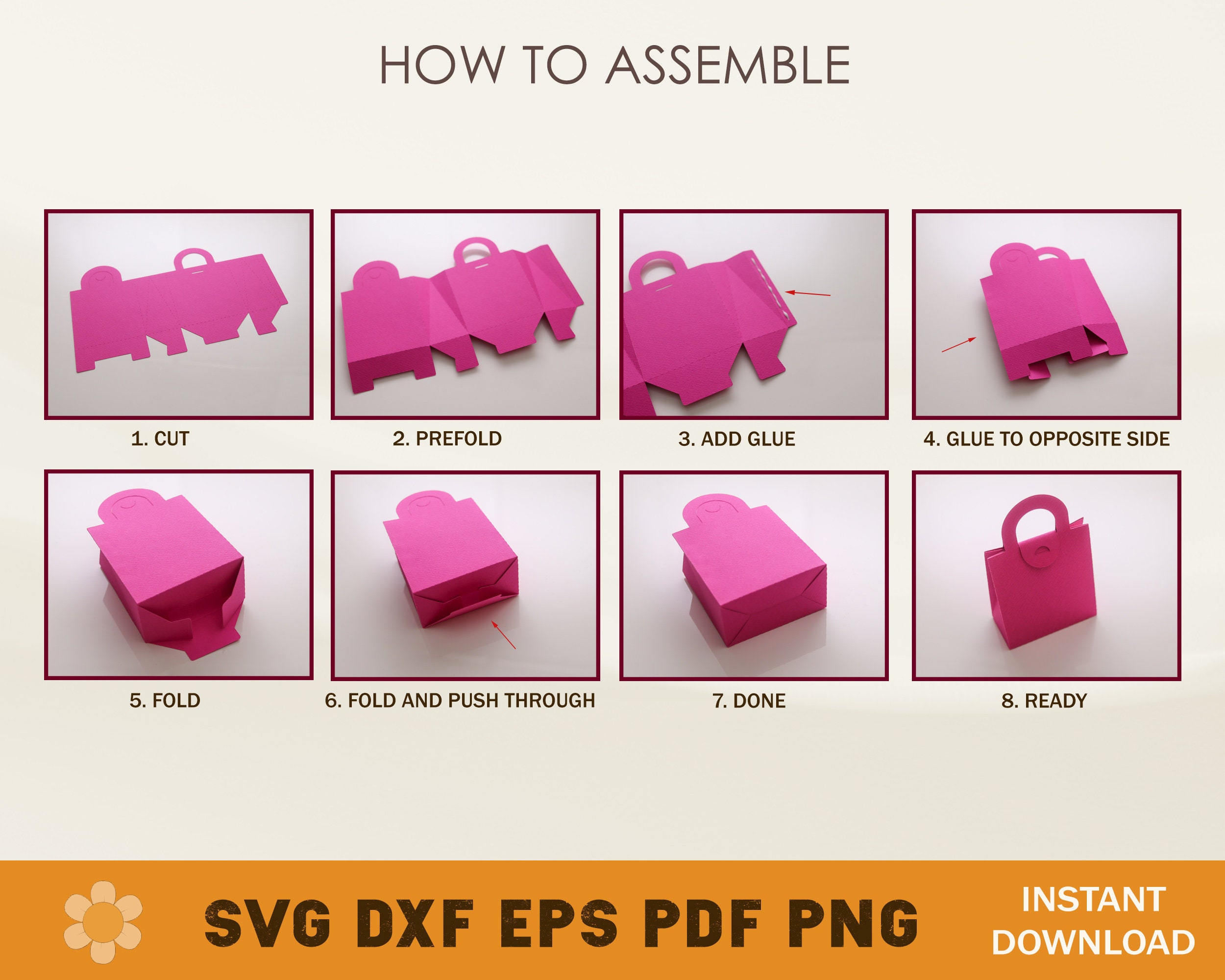 Gift Bag Template Gift Bag SVG Gift Box SVG Favor Box SVG - Etsy