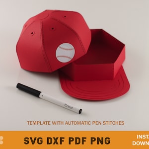 Baseball Cap Box SVG Template, Baseball Hat Box SVG, Favor Box SVG ...