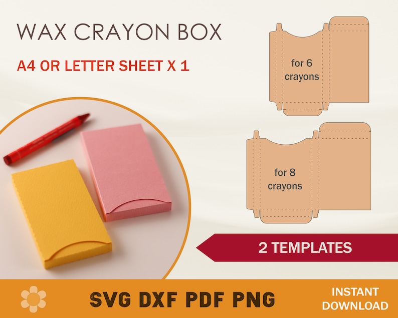 Crayon Box SVG Template Wax Crayon Box Template Crayon Favor - Etsy