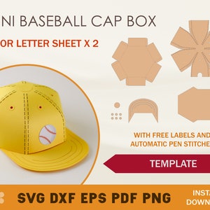 Mini Baseball Cap Box SVG Template Baseball Hat Box SVG - Etsy