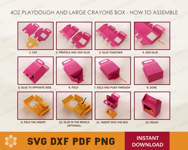 Playdough & Crayons Box Template: SVG, Cricut, Silhouette (digital ...