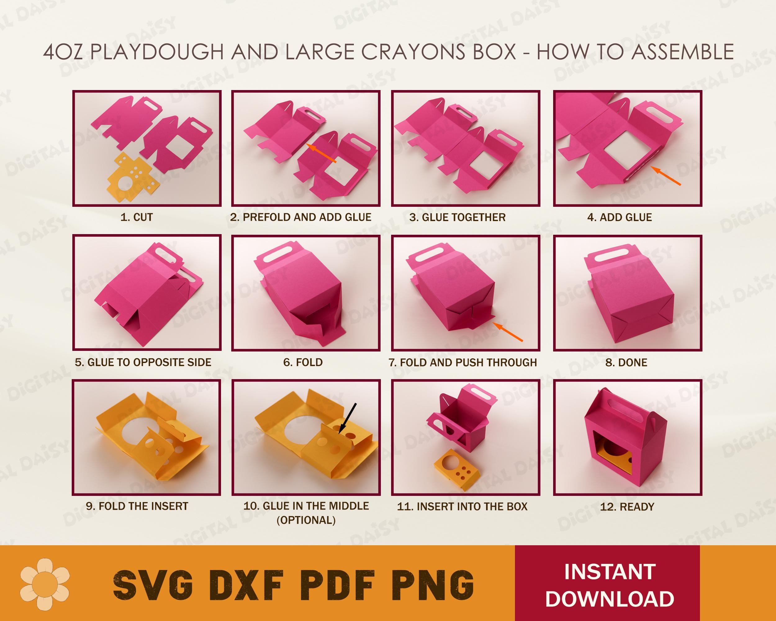 Playdough & Crayons Box Template: SVG, Cricut, Silhouette (digital ...