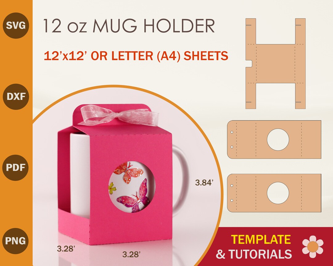 12oz Mug Holder SVG Template: Mug Box, Cricut, Silhouette Cut Files - Etsy