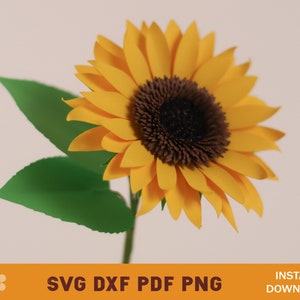 Paper Sunflower SVG Template, Paper Flower Template, DIY Paper Flower ...