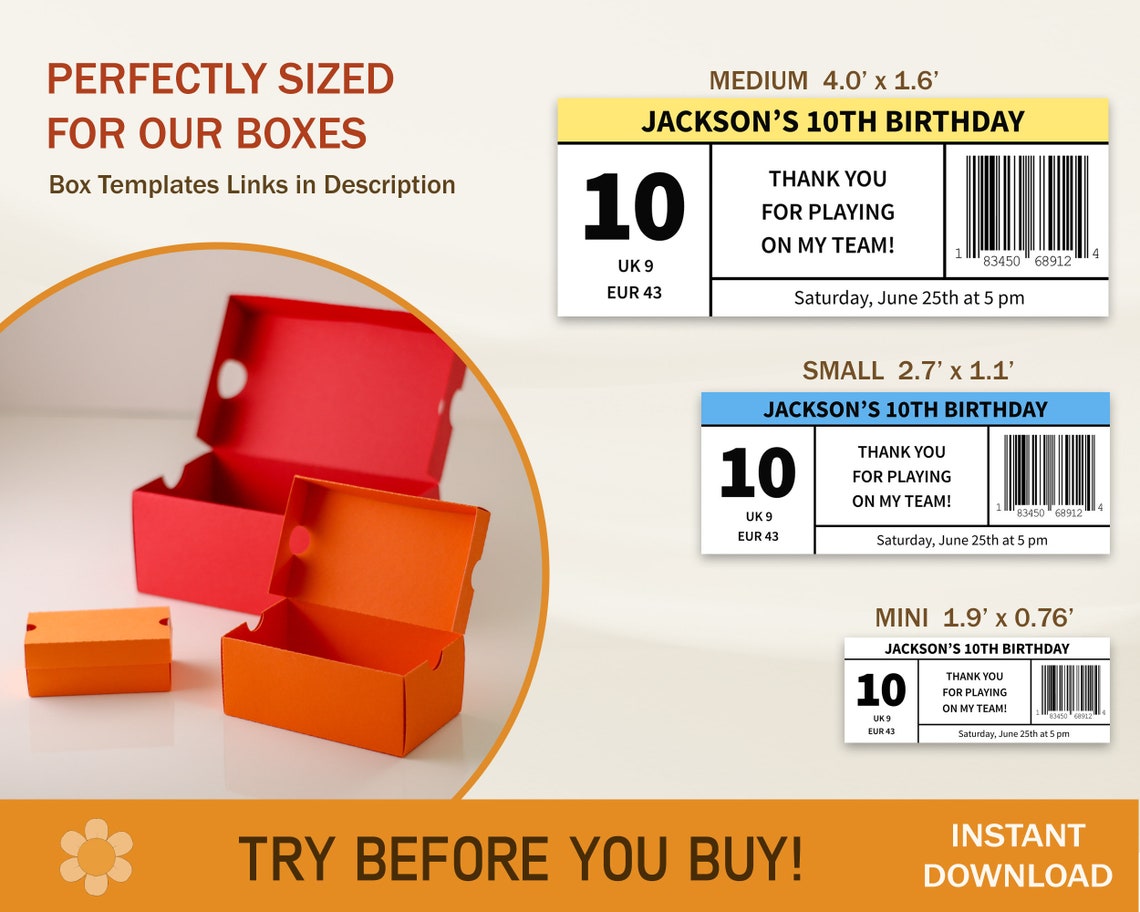 Shoe Box Label Template Sneaker Box Label Editable - Etsy