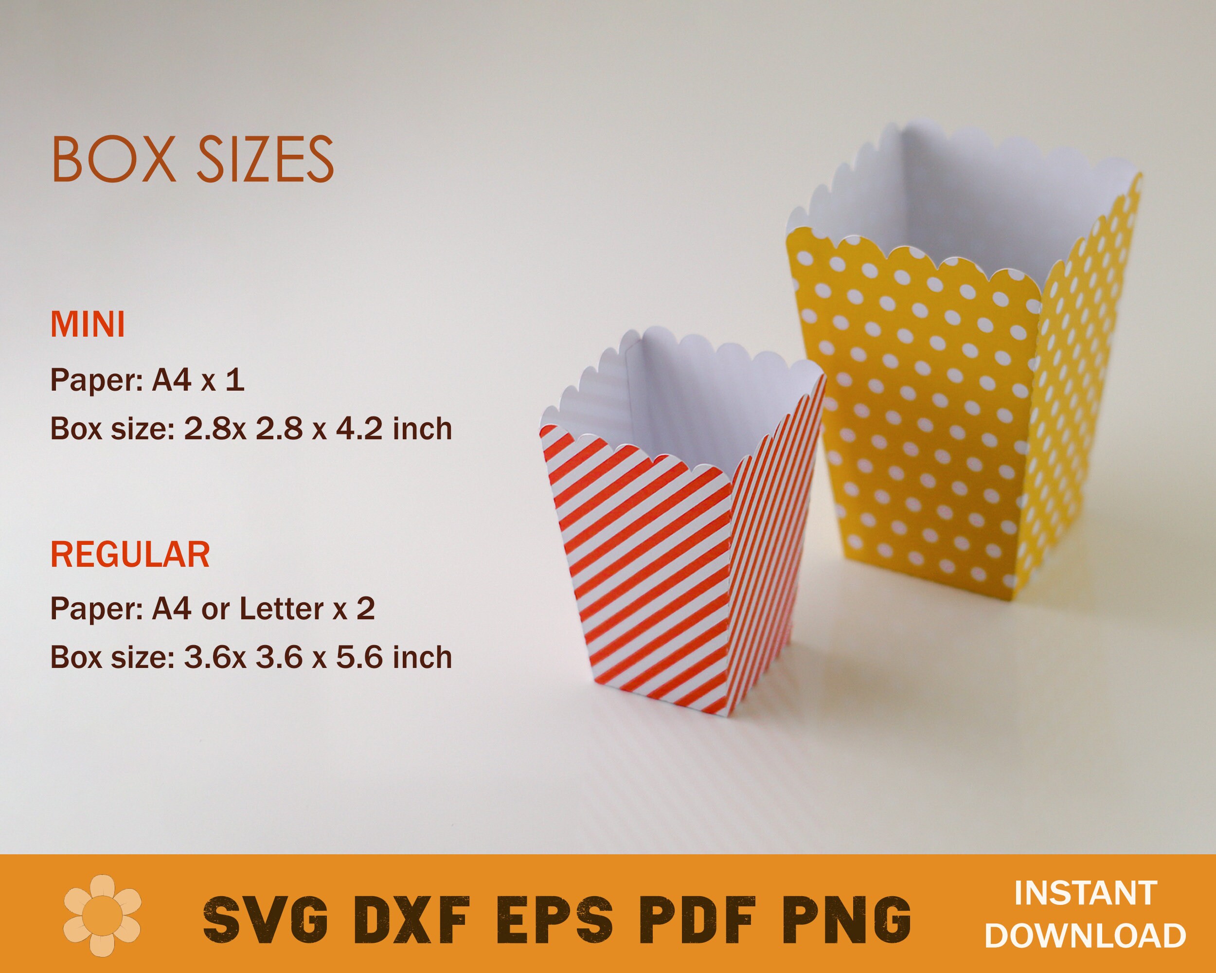 Popcorn Box Template Bundle Popcorn Box SVG Mini Popcorn Box - Etsy