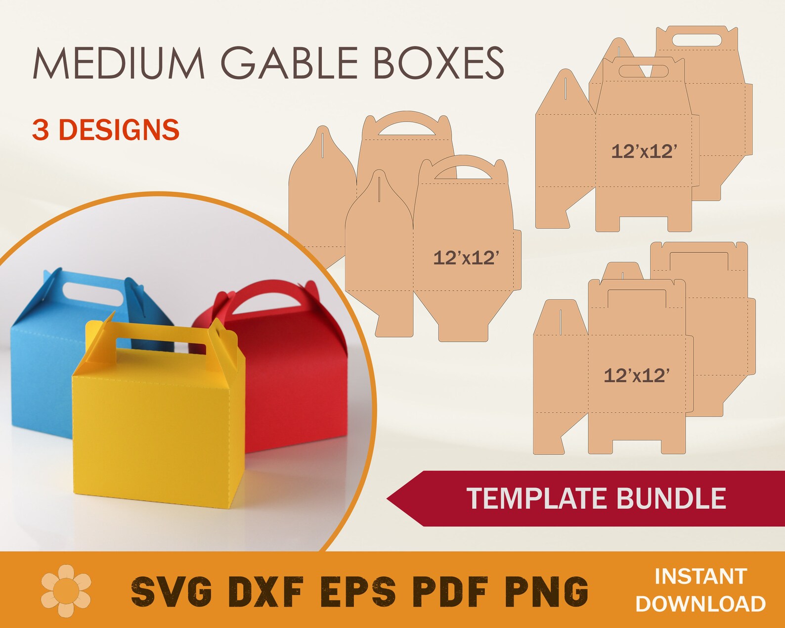 Gable Box Template Bundle Gable Box SVG Box With Handle SVG - Etsy