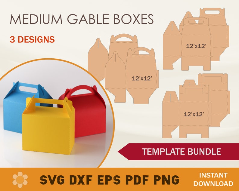 Gable Box Template Bundle Gable Box SVG Box With Handle SVG - Etsy