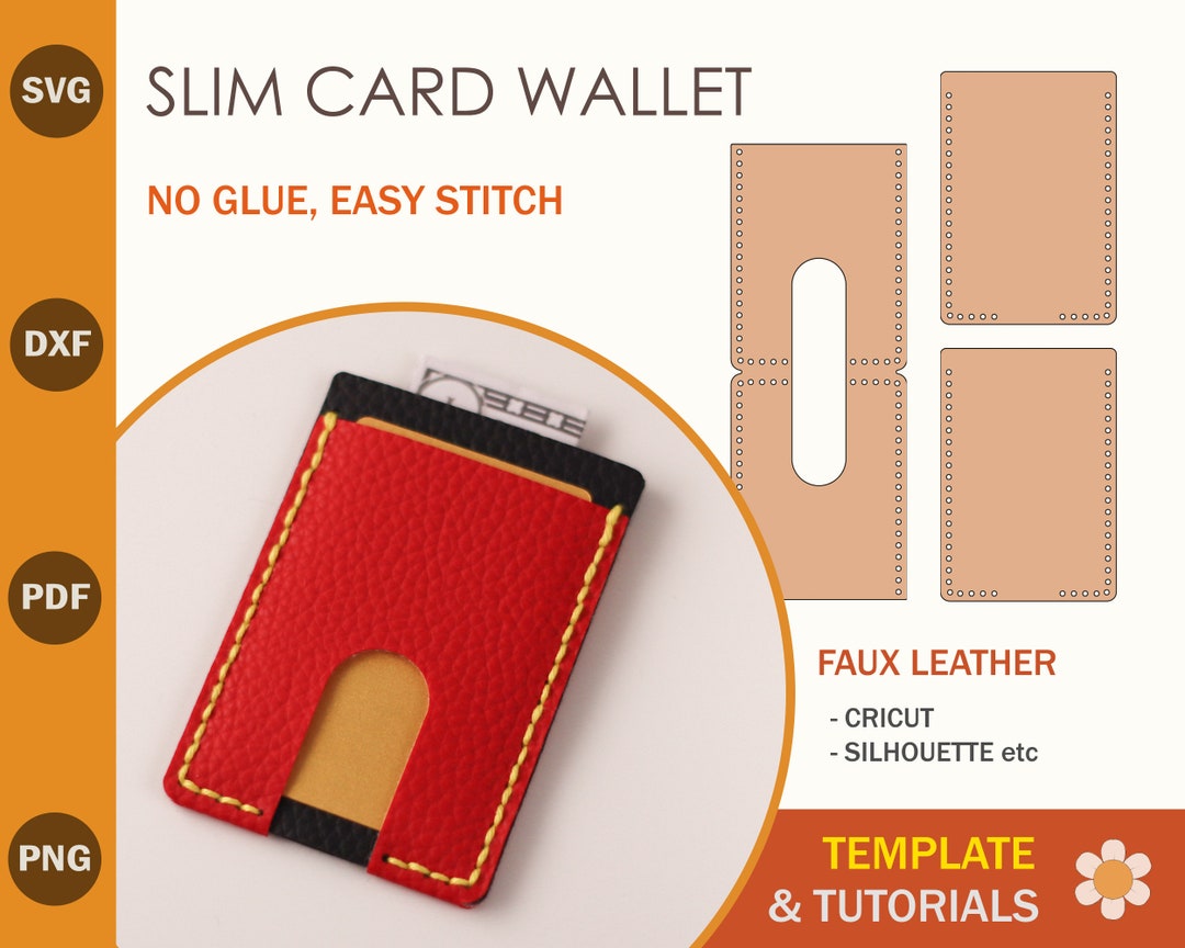 Slim Card Wallet SVG Template: Faux Leather, Cricut & Silhouette Cut ...
