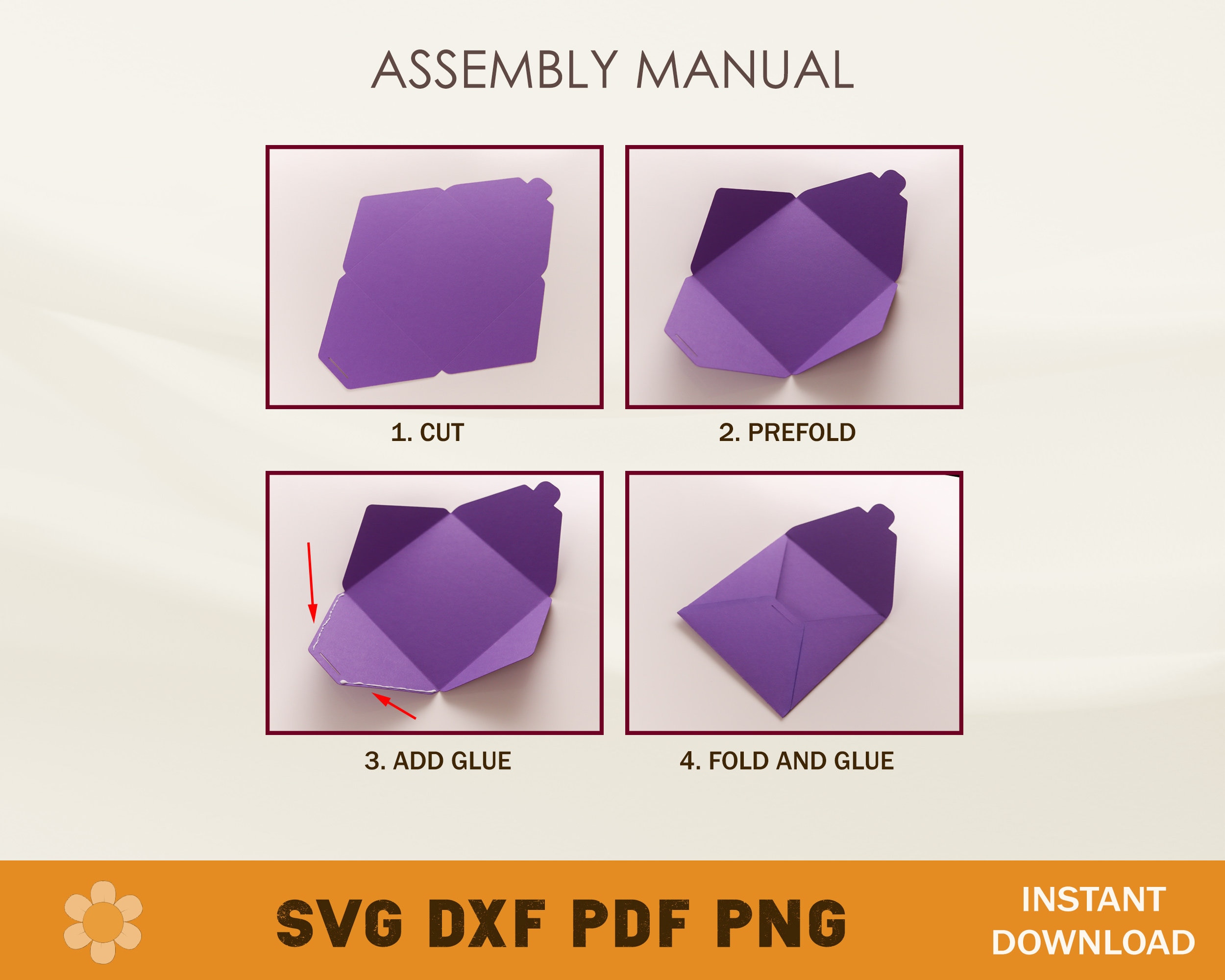 Greeting Card Envelope SVG Template 5x5 Greeting Card - Etsy