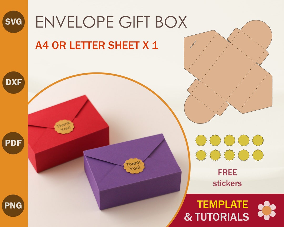 Envelope Gift Box SVG Template: Favor Box, Cricut, Silhouette Cut Files ...