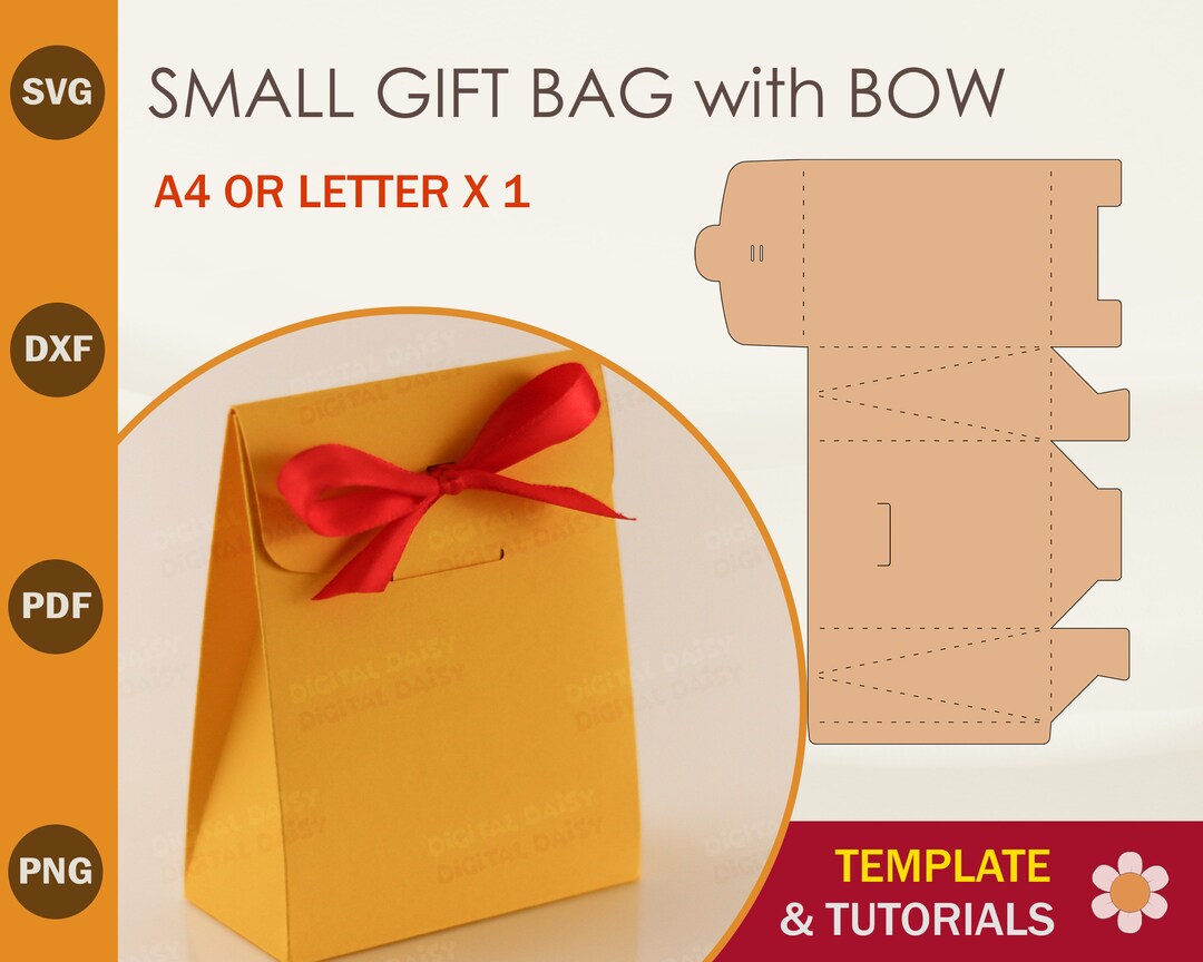 Sjabloon cadeauzakje met strik, cadeauzakje SVG, geschenkdoos SVG ...