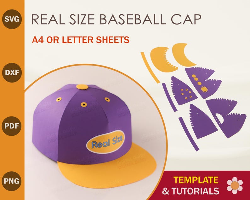 Baseball Cap SVG Template: Paper Hat, Cricut & Silhouette Cut Files - Etsy