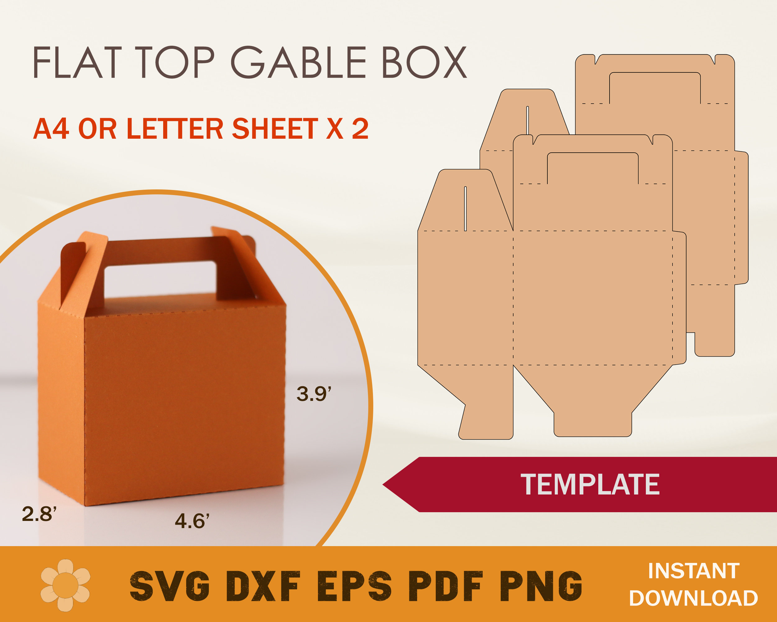 Small Flat Top Gable Box SVG Gable Box Template Box - Etsy