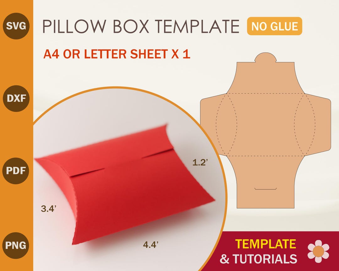 Pillow Box Template, Pillow Box SVG, Gift Box Template, Box Template ...