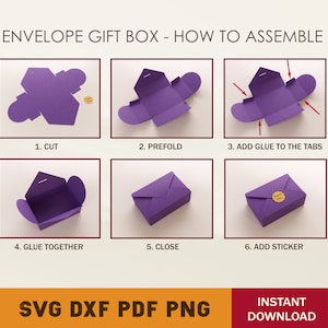 Envelope Gift Box SVG Template: Favor Box, Cricut, Silhouette Cut Files ...
