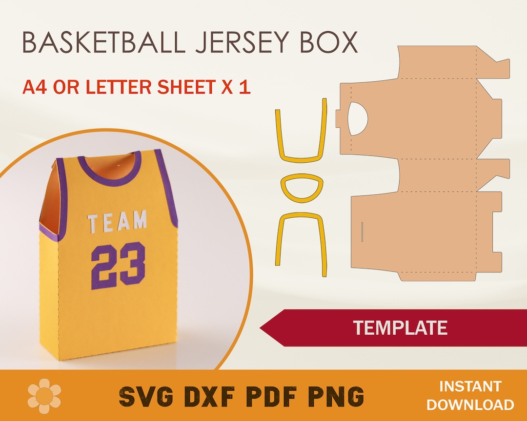 Basketball Jersey Box Template: SVG, Cricut, Silhouette Cut Files - Etsy