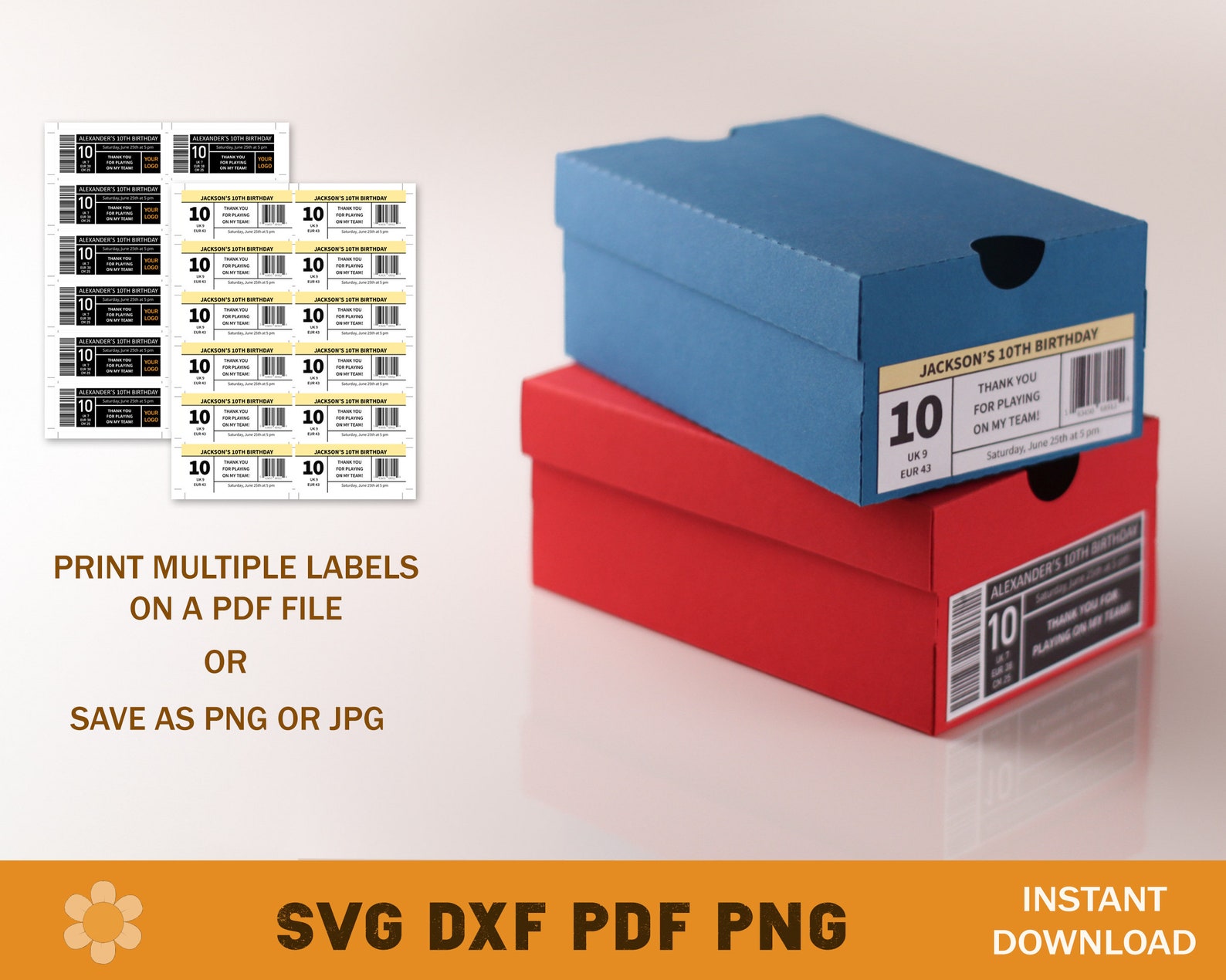 Shoe Box SVG Template Label Editable Shoe Box Label - Etsy Australia