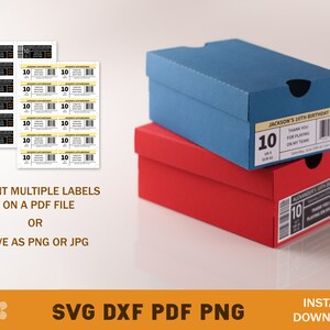 Shoe Box SVG Template + Label, Editable Shoe Box Label, Sneaker Box SVG ...
