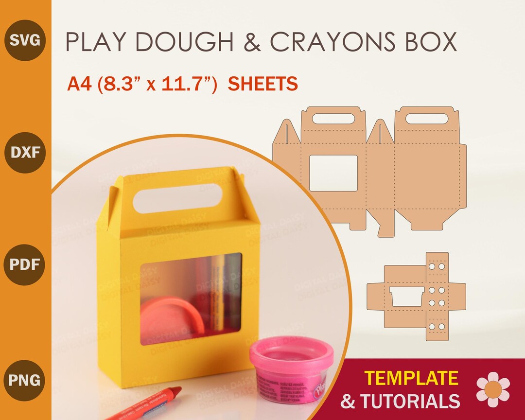 Playdough/crayons Box Template SVG, Cricut Cut Files, Silhouette Cut ...