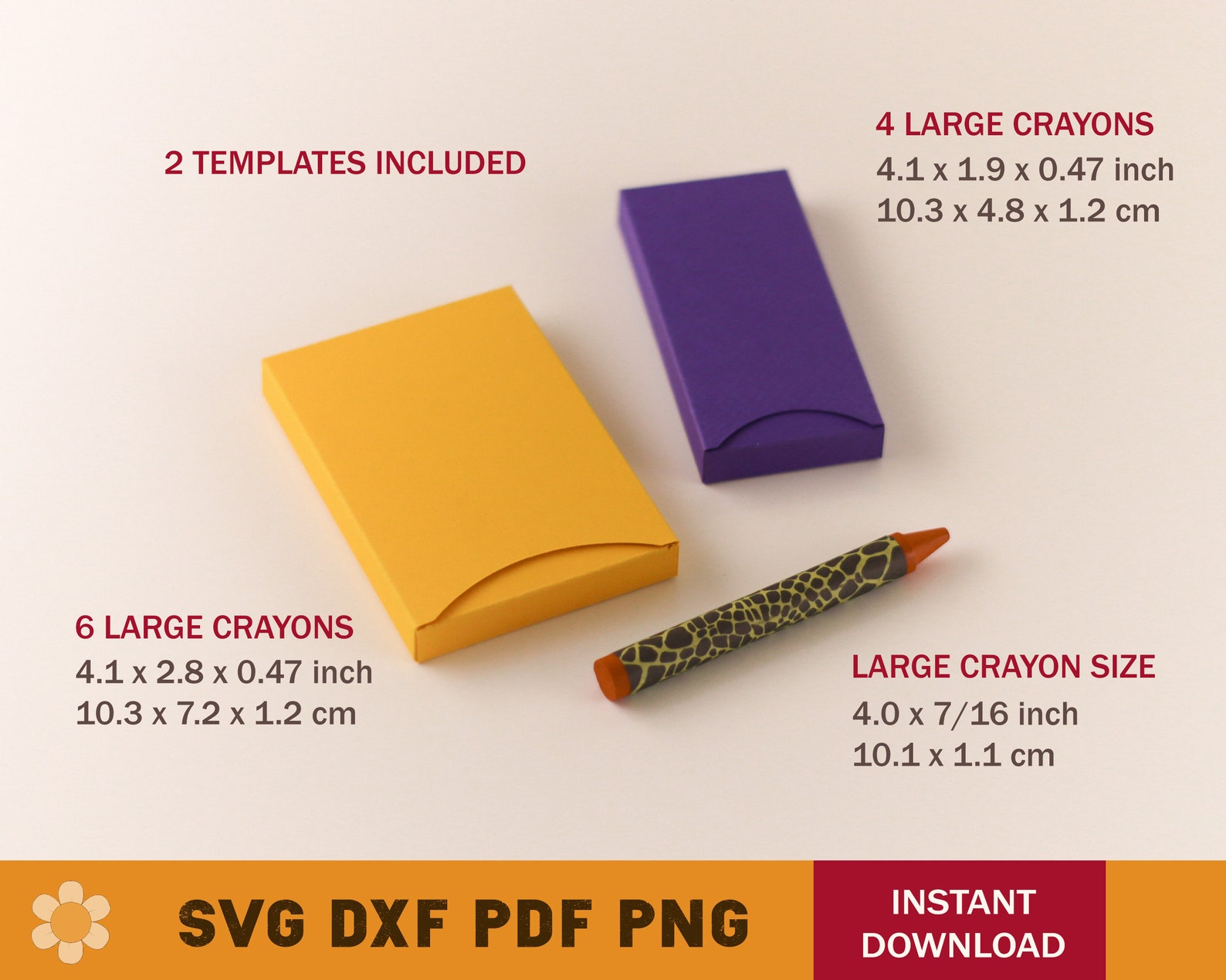 Crayon Box SVG Template: 4 or 6 Crayon Size, Cricut, Silhouette Cut ...