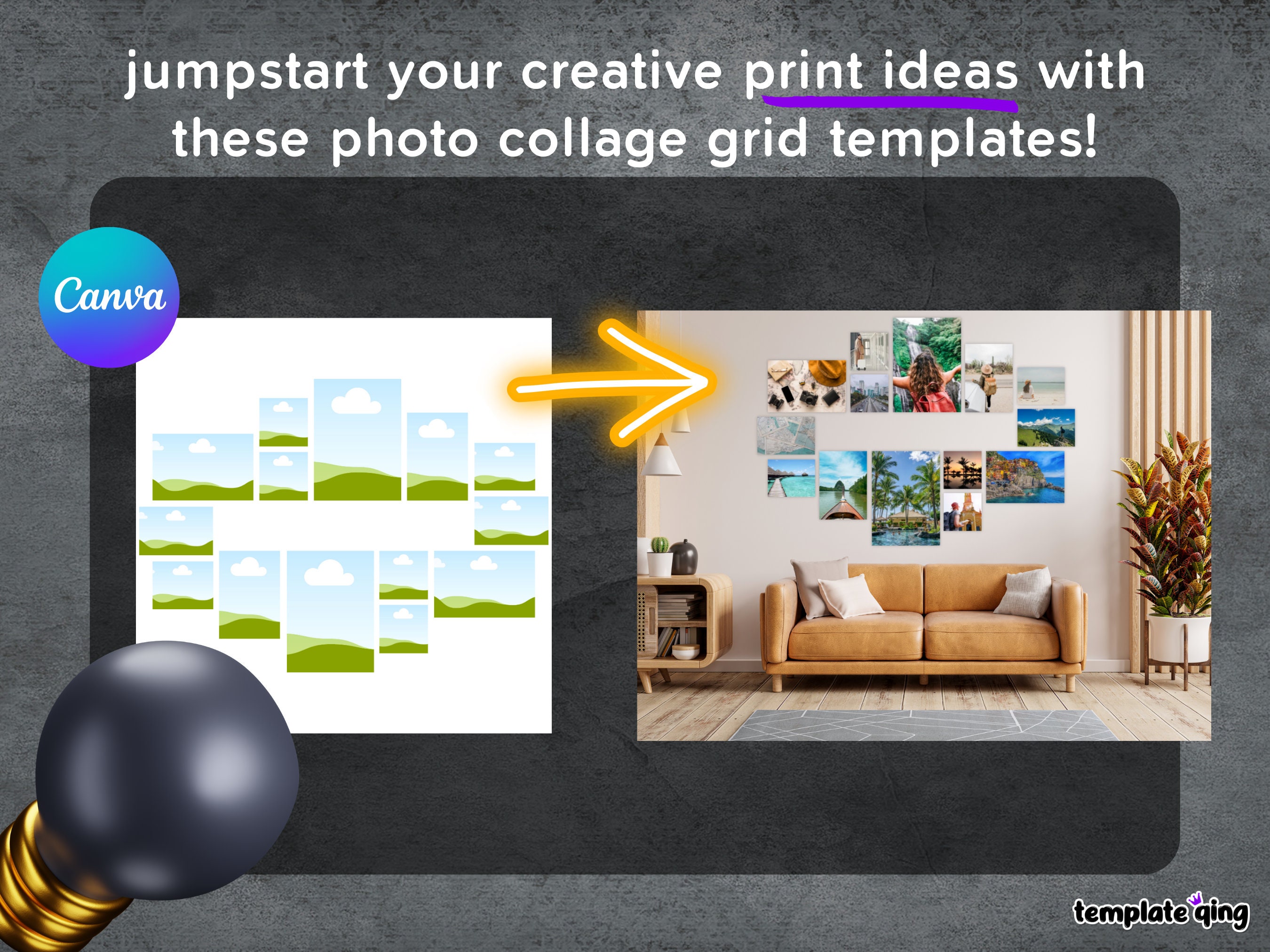 30 Canva Photo Grid Templates PACK 1 | Photo Collage Template Pack or ...