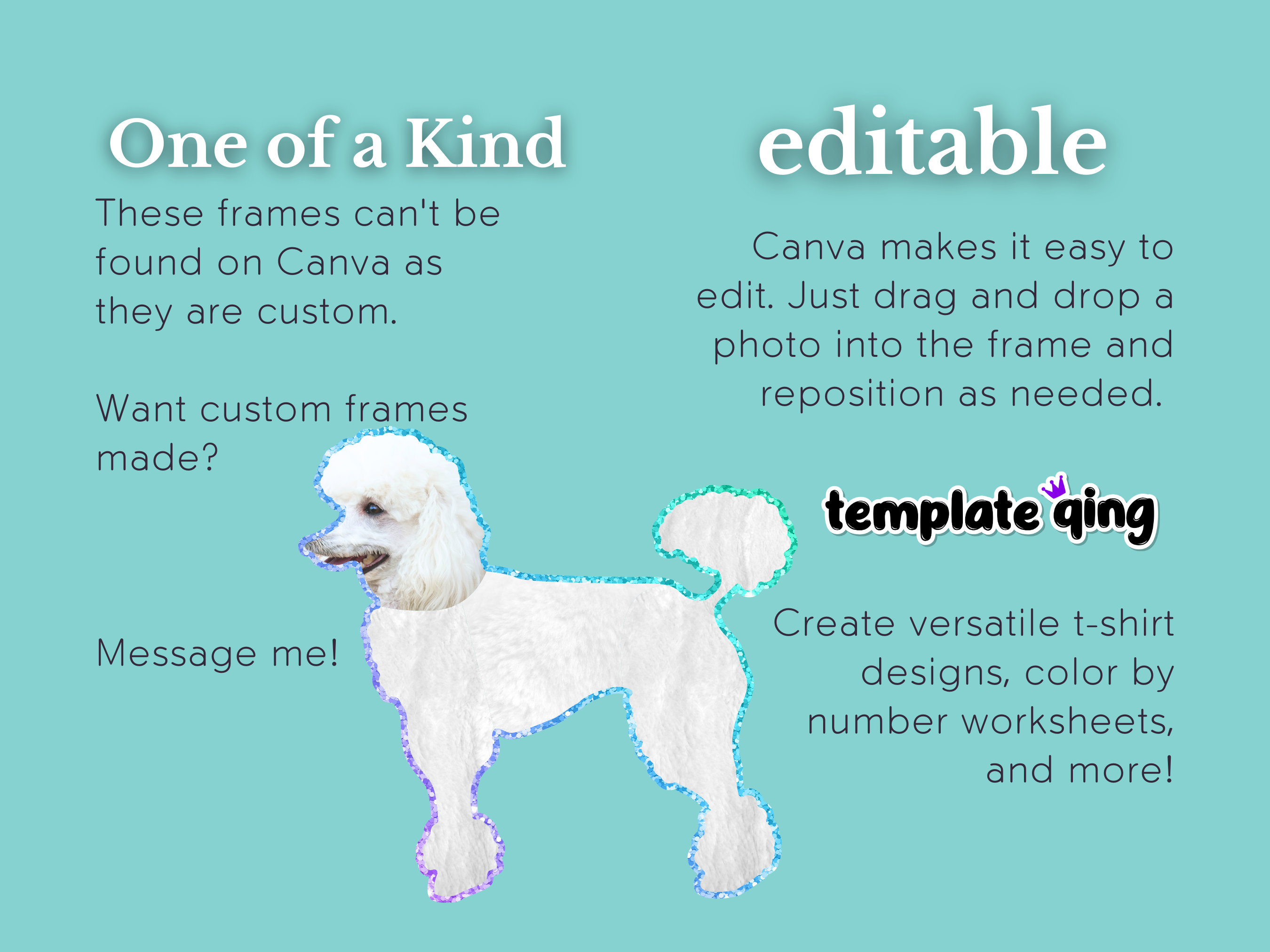 Poodle Fillable Canva Frames, 3 Multi-piece Custom Canva Frames, Make ...