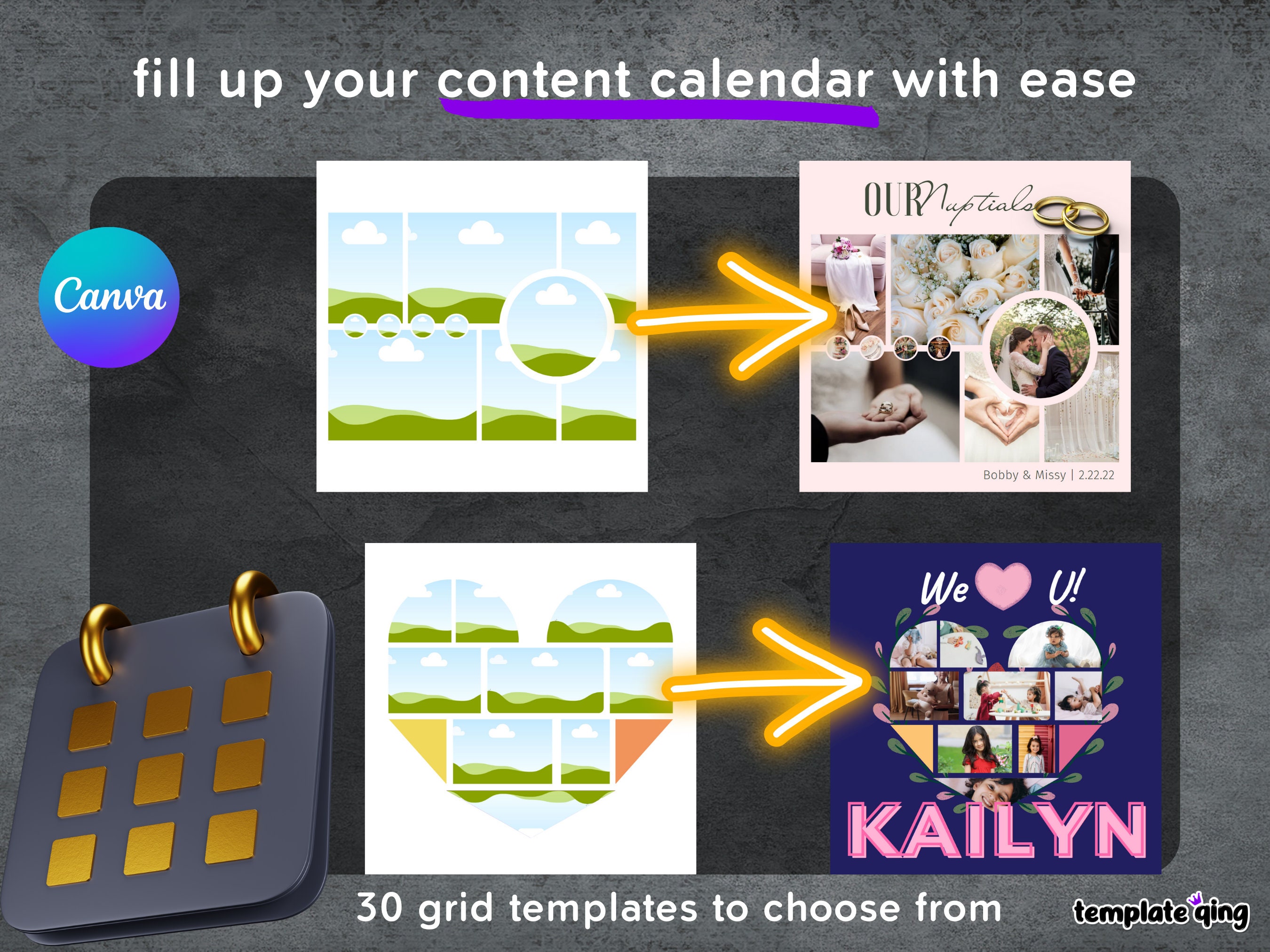 30 Canva Photo Grid Templates PACK 1 | Photo Collage Template Pack or ...