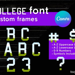 Custom Canva College Font Frames | Letter Frames | Alphabet & Number ...