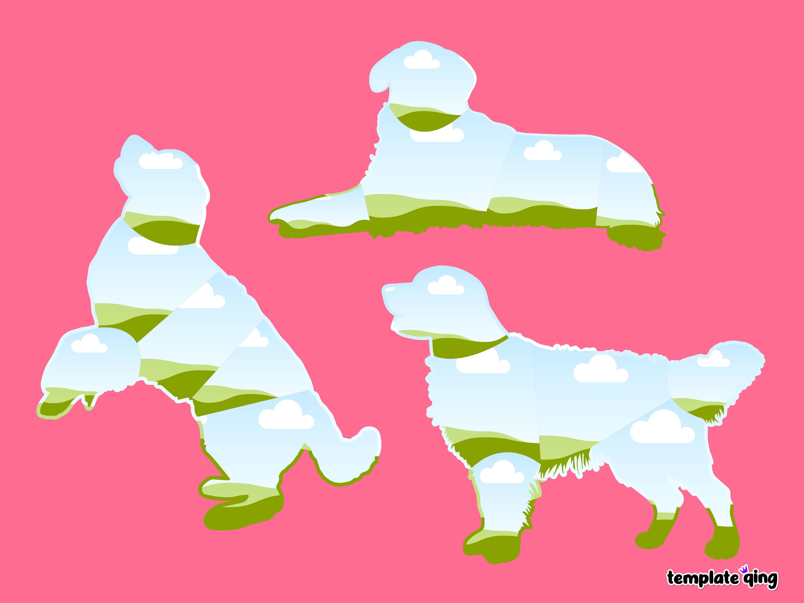 Golden Retriever Fillable Canva Frames, 3 Multi-piece Custom Canva ...