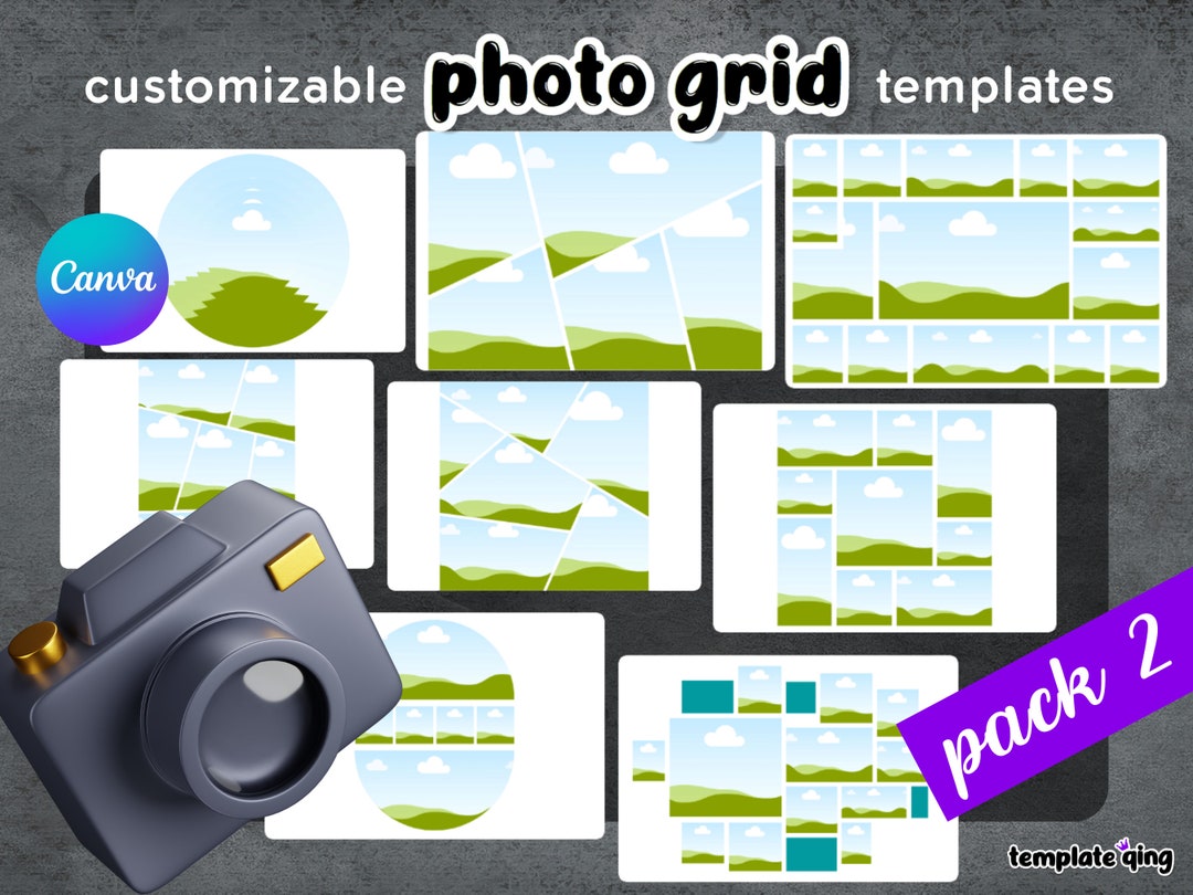 30 Canva Photo Grid Templates PACK 2 | Photo Collage Template Pack or ...